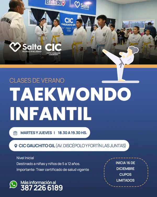 Taekwondo Infantil (nivel inicial) – CIC Gauchito Gil – Capacitaciones
